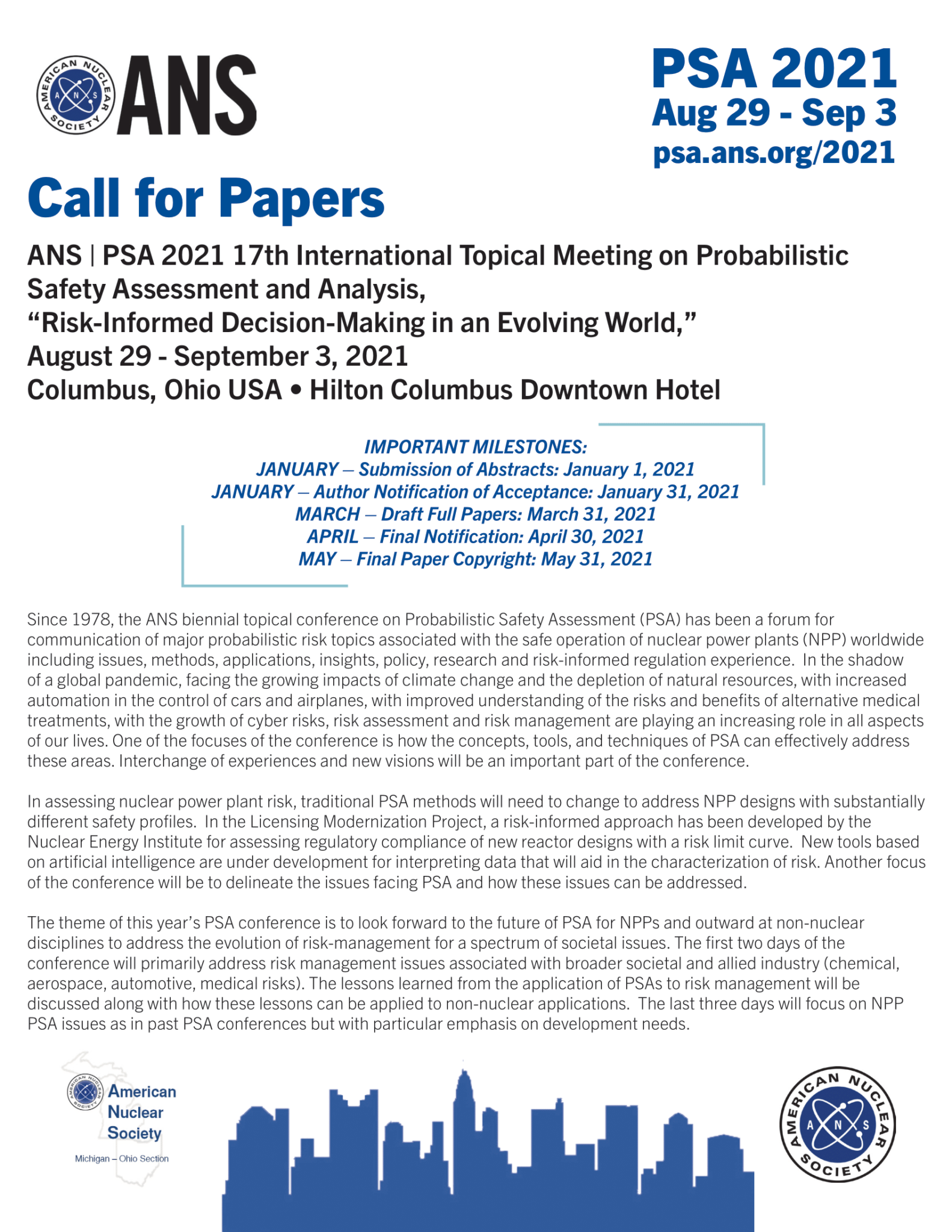 Call for Papers – PSA 2021 17th International Topical Meeting on ...