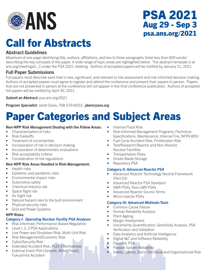 Call for Papers – PSA 2021 17th International Topical Meeting on ...